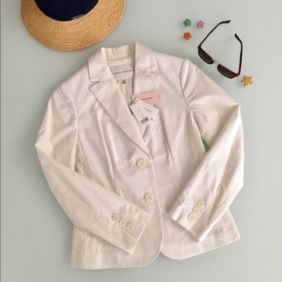 Banana Republic | Jackets & Coats | Banana Republic Pinstripe White Blazer Nwt | Poshmark